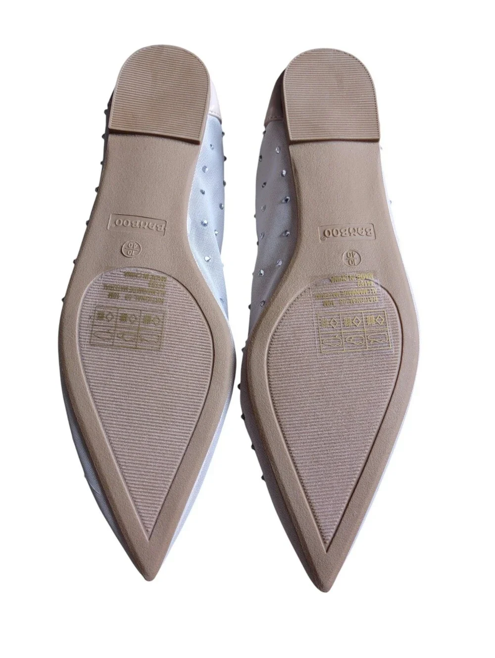 BAMBOO | Shoes | Bamboo Mesh Rhinestone Point Toe Ballet Flats Blush ...